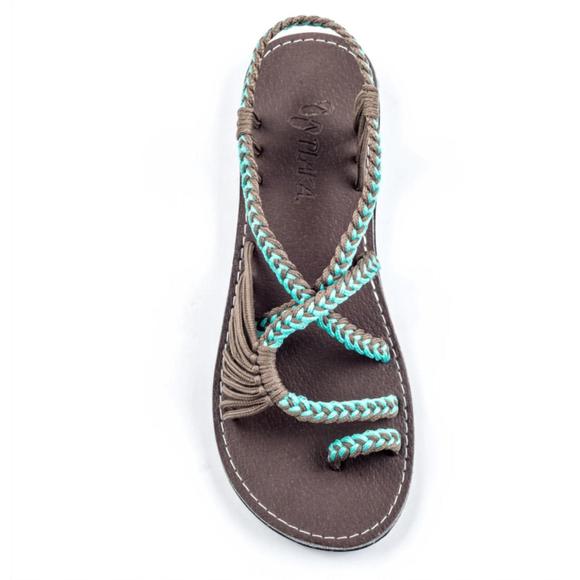 PLAKA | Shoes | New Plaka Palm Leaf Sandals In Turquoise Grey | Poshmark
